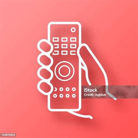 리모컨을 들고 있습니다 그림자가 있는 빨간색 배경의 아이콘 0명에 대한 스톡 벡터 아트 및 기타 이미지 0명 3차원 형태 개념 Istock