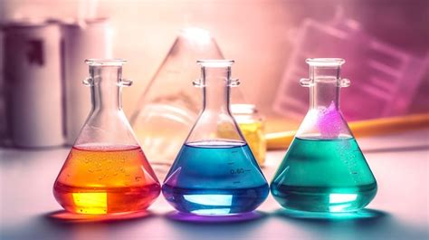 Premium Ai Image Chemistry Experiment With Laboratory Flasks Ai Generative