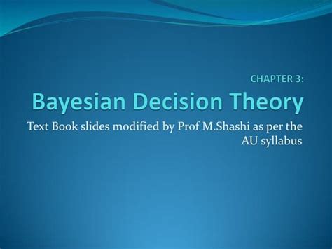 Decision Theory Pattern Recognition Theory Ppt