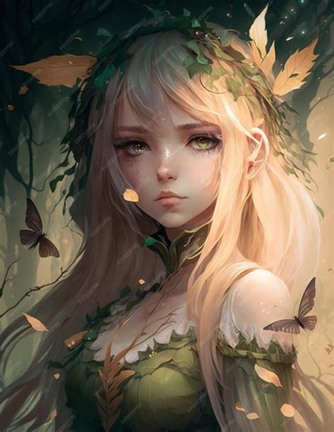Premium Ai Image Delicate Forest Fairy Girl Fantasy Anime