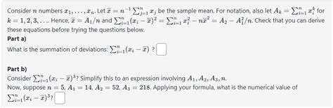 Solved Consider n numbers x1 xn Let xˉ n1j 1nxj be the Chegg com