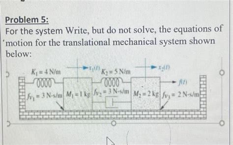 Solved Problem 5 For The System Write But Do Not Solve Chegg Com