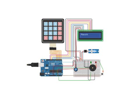 Circuit Design Kunc Pintu Dengan Password Menggunakan Arduino Tinkercad