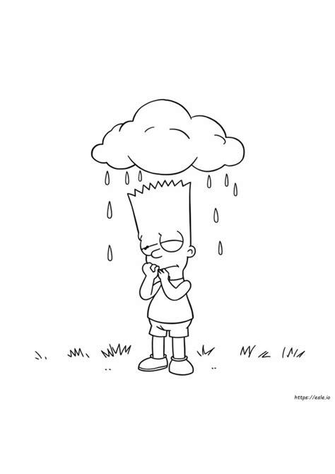 Heartbroken Sad Bart Simpson Coloring Pages
