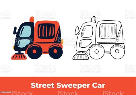 Coloring Street Sweeper Car Stock Illustration Download Image Now