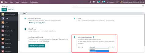 Settings In Odoo CRM Odoo V Enterprise Edition Book