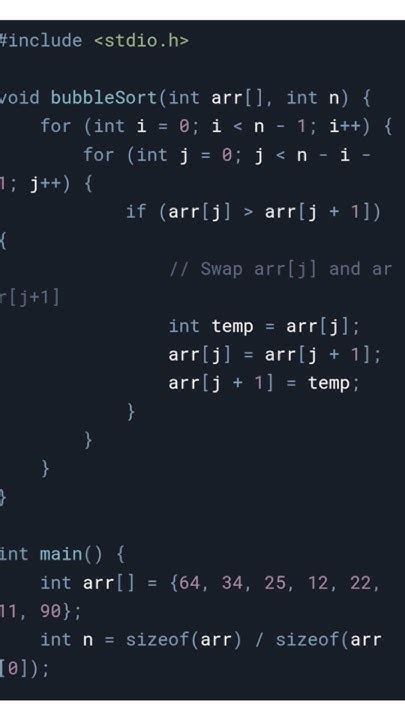 Bubble Sort Programming In C Cprogramming Bubblesort Programming