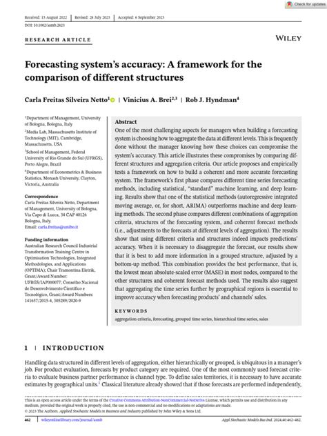 Forecasting Systems Accuracy A Framework For The Comparison Of