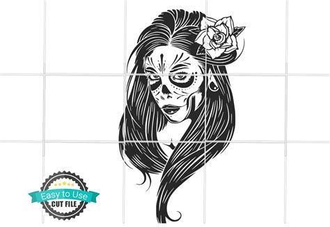 Girl Skull Svg Sugar Skull Svg Cut File And Clipart For Etsy