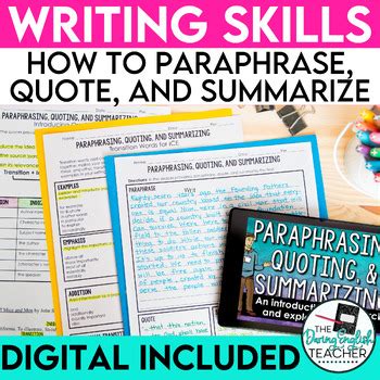 Paraphrasing Quoting Summarizing Informative Writing Skills PRINT DIGITAL