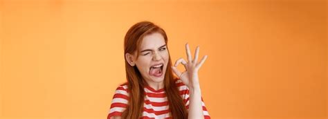 Premium Photo Sassy Asserive Relaxed Redhead Woman Assuring Everything Under Control Make Deal