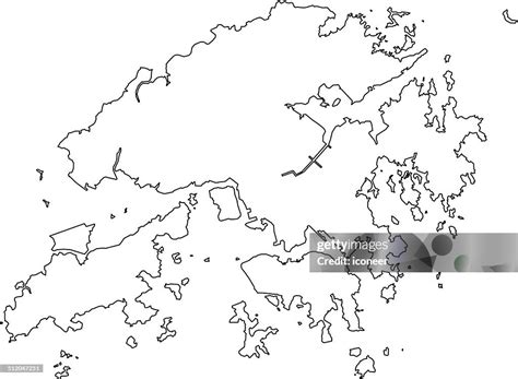 Hong Kong Map Outline White Background High Res Vector Graphic Getty Images