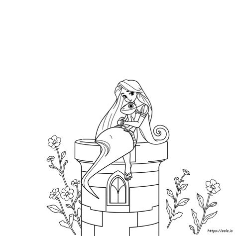 Rapunzel E Pascal Para Colorir