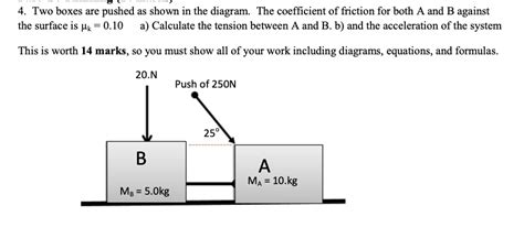 two boxes are pushed as shown in the diagram the coefficient of