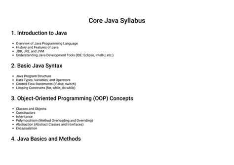The Java Programming Language Syllabus Ppt