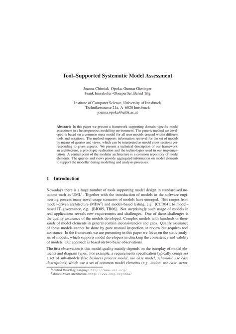 Pdf Tool Supported Systematic Model Assessment