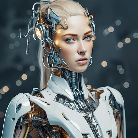 premium photo sophisticated female humanoid robot with artificial