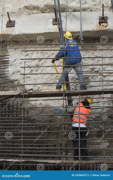 Construction Worker And Reinforced Concrete Editorial Photo Image Of