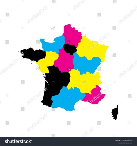 France Political Map Administrative Divisions Regions Stock Vector