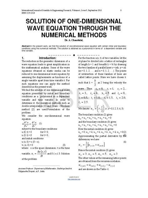 Solution Of One Dimensional Wave Equation Through The Numerical Methods