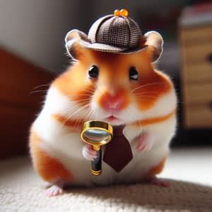 Male Hamster With Orange And White Fur Spyglass Detective Ai Art
