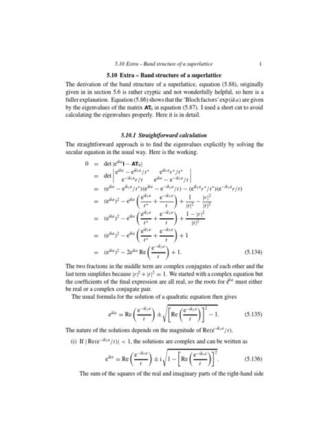 5 10 Extra Band Structure Of A Superlattice Pdf Eigenvalues And