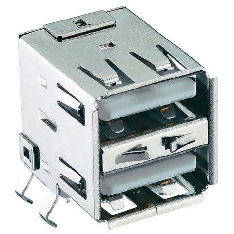 Lumberg 2410 03 Usb 20 Double Chassis Socket Type A For Pcb Angled Rapid Electronics