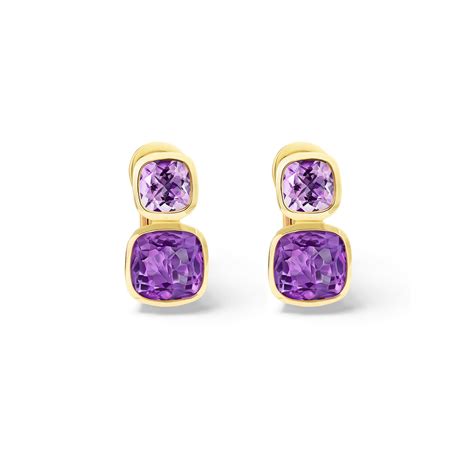 qin and han earrings 18ct yellow gold pale amethyst and pink amethyst