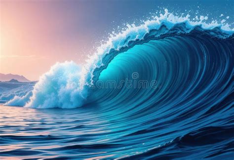 Vibrant Aqua Ocean Waves Background In A Modern Digital Art Style Stock