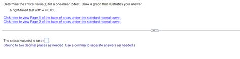 Solved Determine The Critical Value S For A One Mean