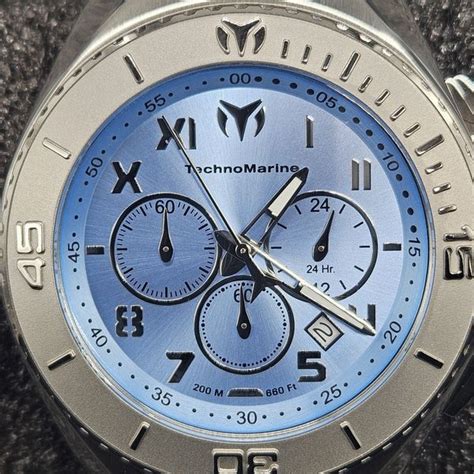 New Technomarine Manta Ocean Mens 48mm Chronograph Light Blue Dial