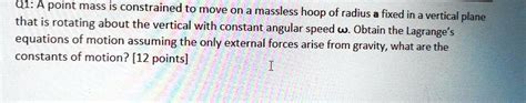 Solved A Point Mass Is Constrained To Move On A Massless Hoop Of