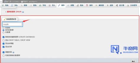 如何在 Phpmyadmin 中复制数据库 牛奇网