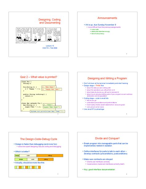 Designing Coding And Documenting Lecture Slides Cs 2110 Docsity