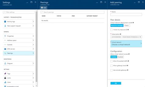 Azure Vnet Peering Connect Two Virtual Networks