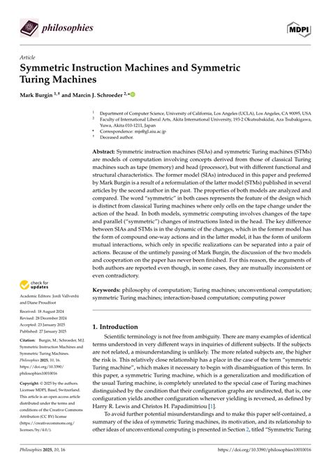 pdf symmetric instruction machines and symmetric turing machines