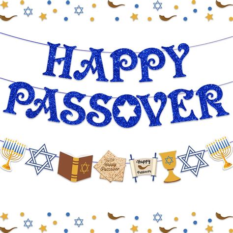 Happy Passover Banner Pesach Jewish Holiday Decorations Bunting Garland