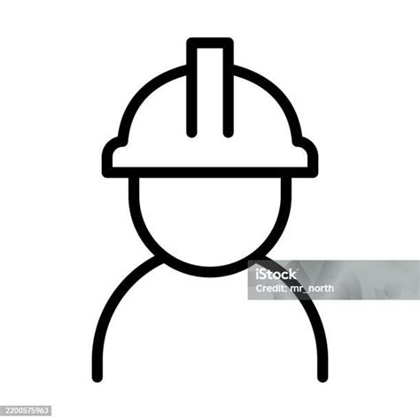 작업자 아이콘 얇은 선 스타일 벡터 일러스트 레이 션 그래픽 디자인 고립 색상에 대한 스톡 벡터 아트 및 기타 이미지 고립