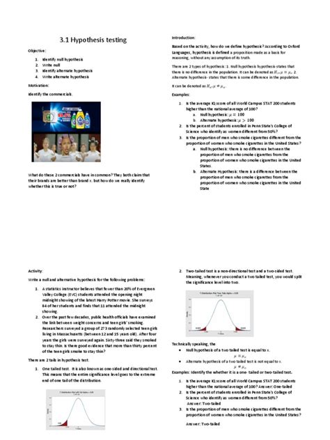 Stat Module 3 1 Pdf Students T Test Null Hypothesis