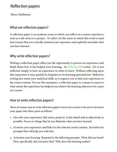29 Reflection Paper Examples To Download