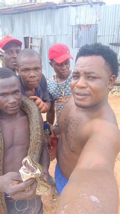 Big Python Killed In Lagos Today Lagosians Pose With It Photos