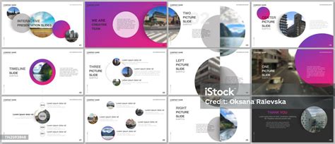 최소한의 프리 젠 테이 션 디자인 흰색 바탕에 분홍색 화려한 동그라미 요소와 포트폴리오 벡터 템플릿 프리 젠 테이 션 슬라이드