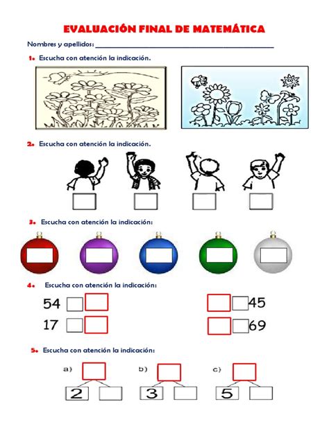 EvaluaciÓn Final De MatemÁtica Primer Grado Pdf