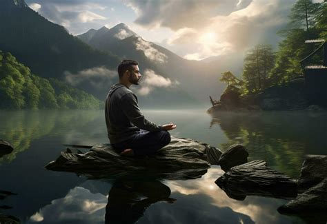 Ai Generative Photo Of A Man Practicing Mindfulness And Meditation In A