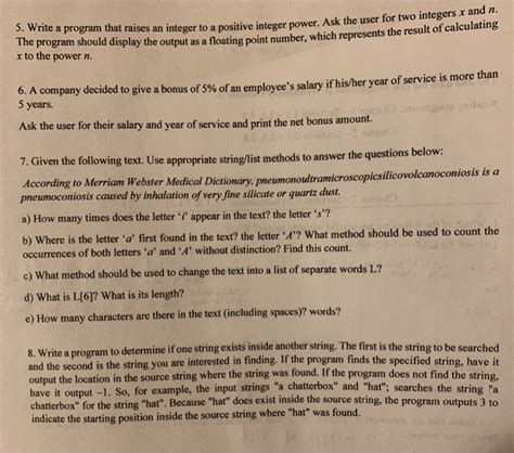 5 Write A Program That Raises An Integer To A