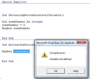 VBA Global Variable Automate Excel
