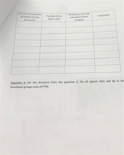 Solved Question For Following Structures In The Table Chegg
