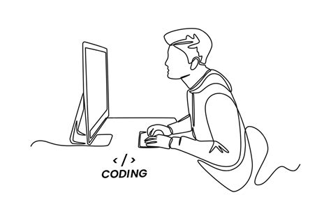 Desenho De Uma única Linha Programadores Ou Desenvolvedores Criam