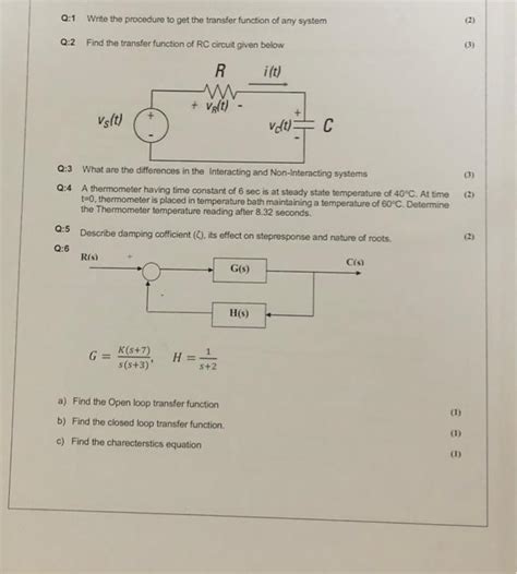 Solved Q Write The Procedure To Get The Transfer Function Chegg