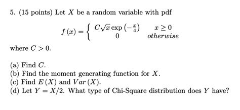Solved 5 15 Points Let X Be A Random Variable With Pdf